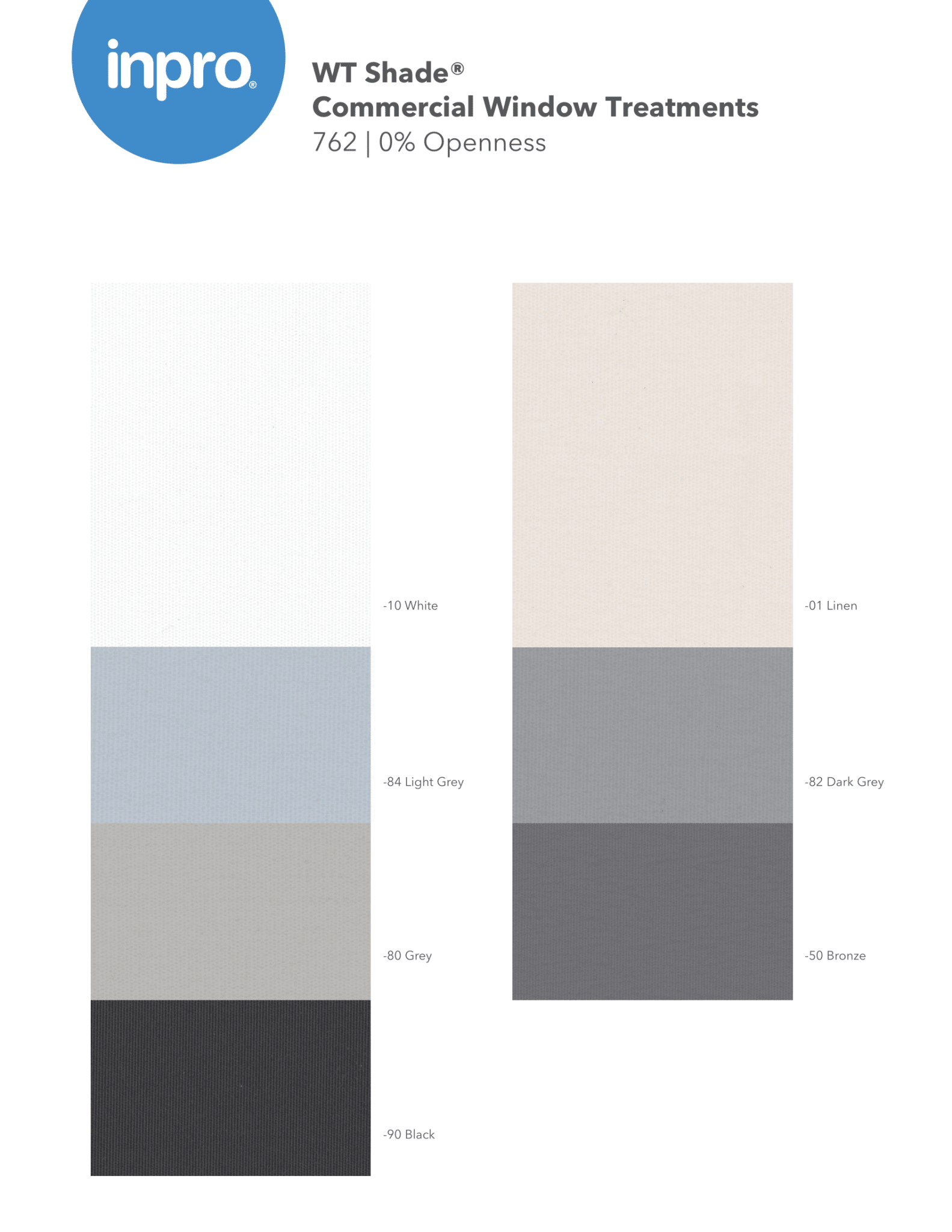 WT 762 Sample Card - Inpro Shade