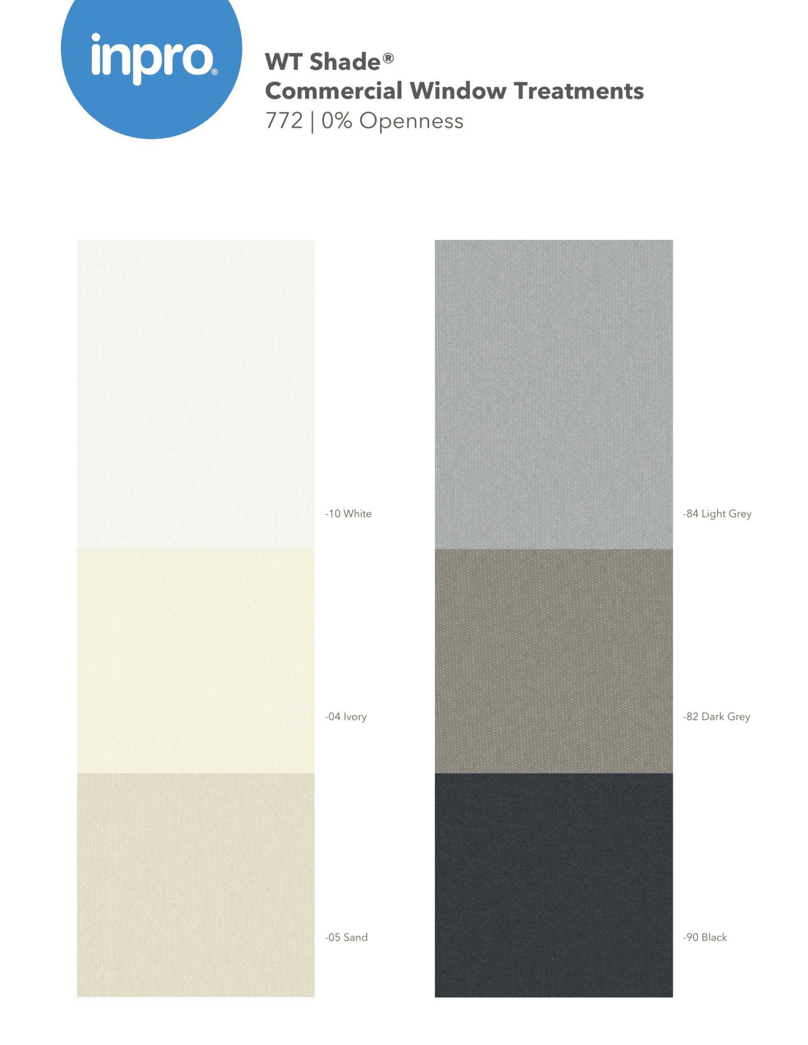 WT 772 Sample Card - Inpro Shade
